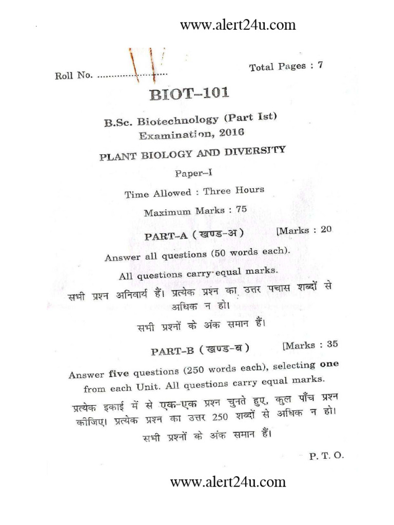 BSC Bio First Year Plant Biology & Diversity Animal Biology & Diversity ...