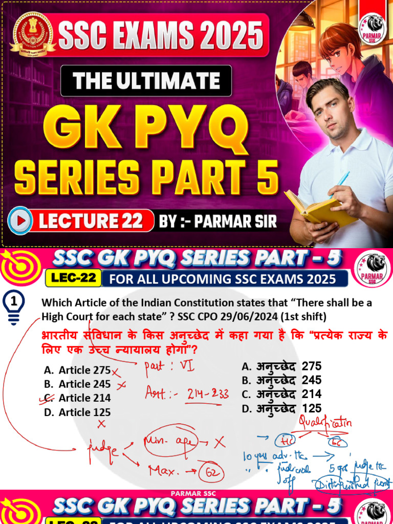SSC GK PYQ PART - 5 Lecture 22 | PDF
