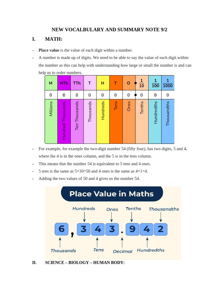New Vocalbulary and Summary Note | PDF | Lung | Heart