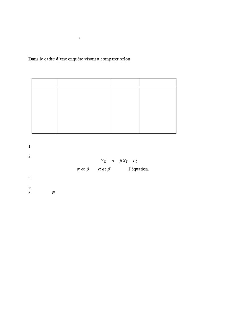 Exercices de régression linéaire simple | PDF | Régression linéaire ...