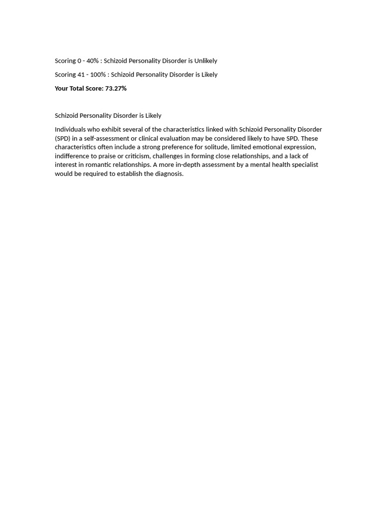 Schizoid Personality Disorder | PDF