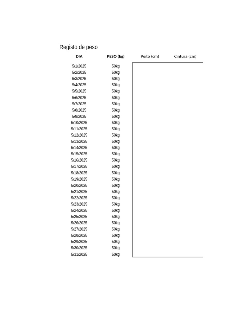 Registo Peso | PDF
