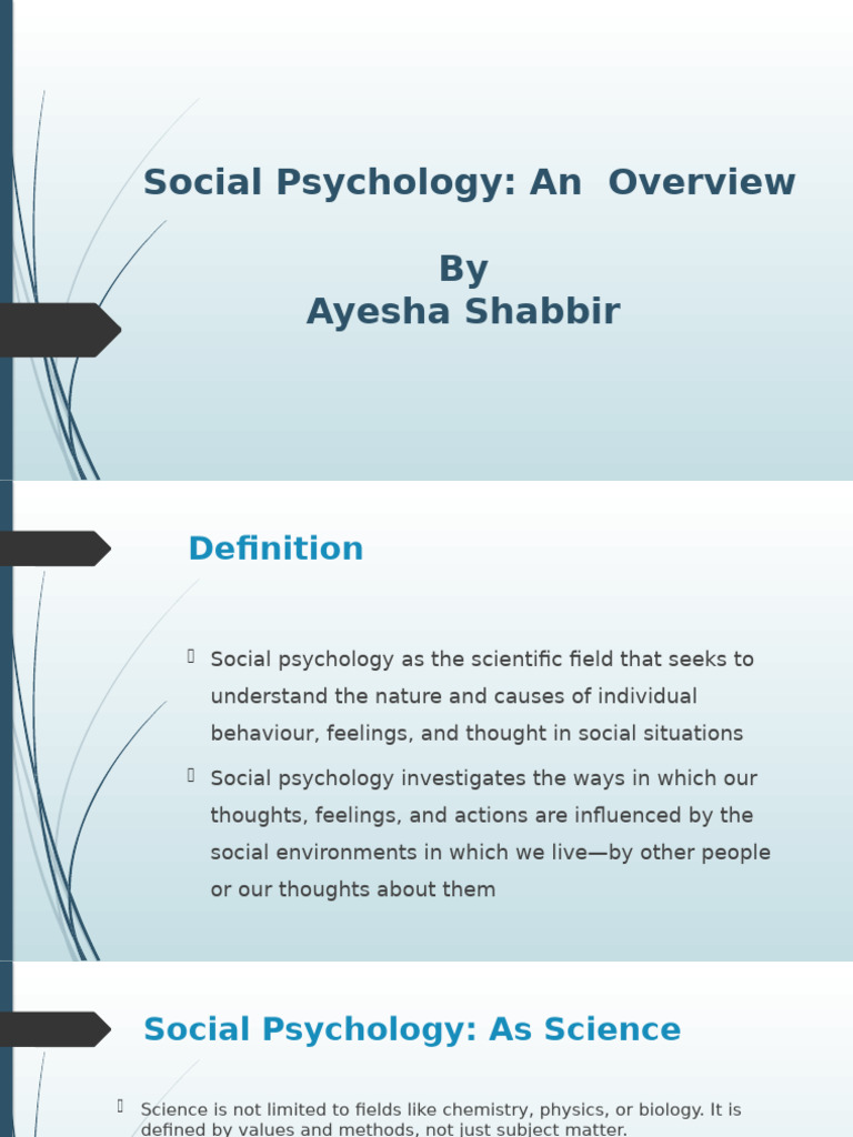 Lecture 1 Social Psychology | PDF | Social Psychology | Psychology