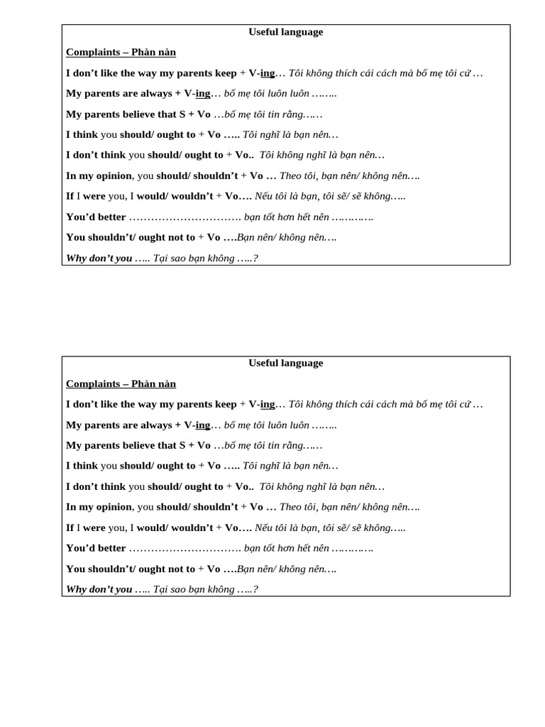 Useful language - unit 1 11A6 | PDF