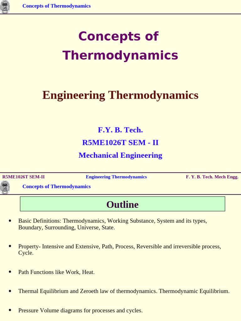 FY Mech Thermo Chapter 1 Concepts | PDF | Thermodynamics | Heat