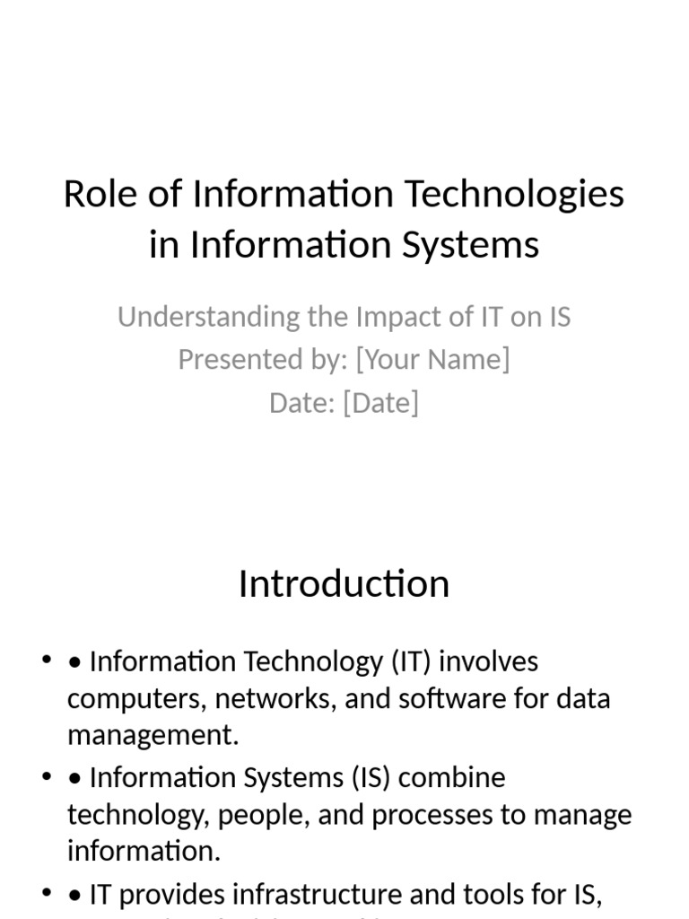 Role of IT in Information Systems | PDF
