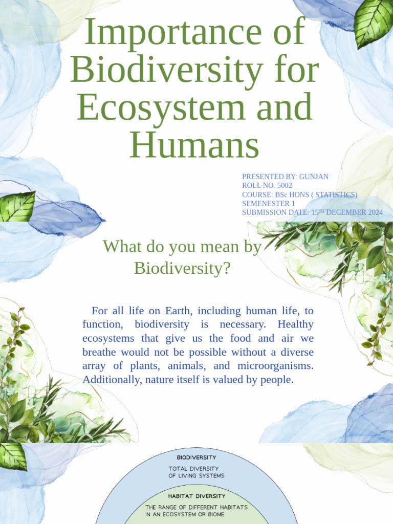 Importance of Biodiversity for Ecosystem and Humans | PDF ...
