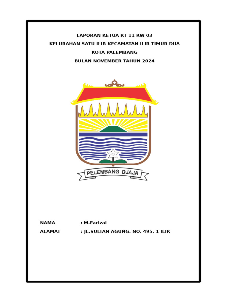 Form Laporan RT 11 RW 03 Satu Ilir | PDF