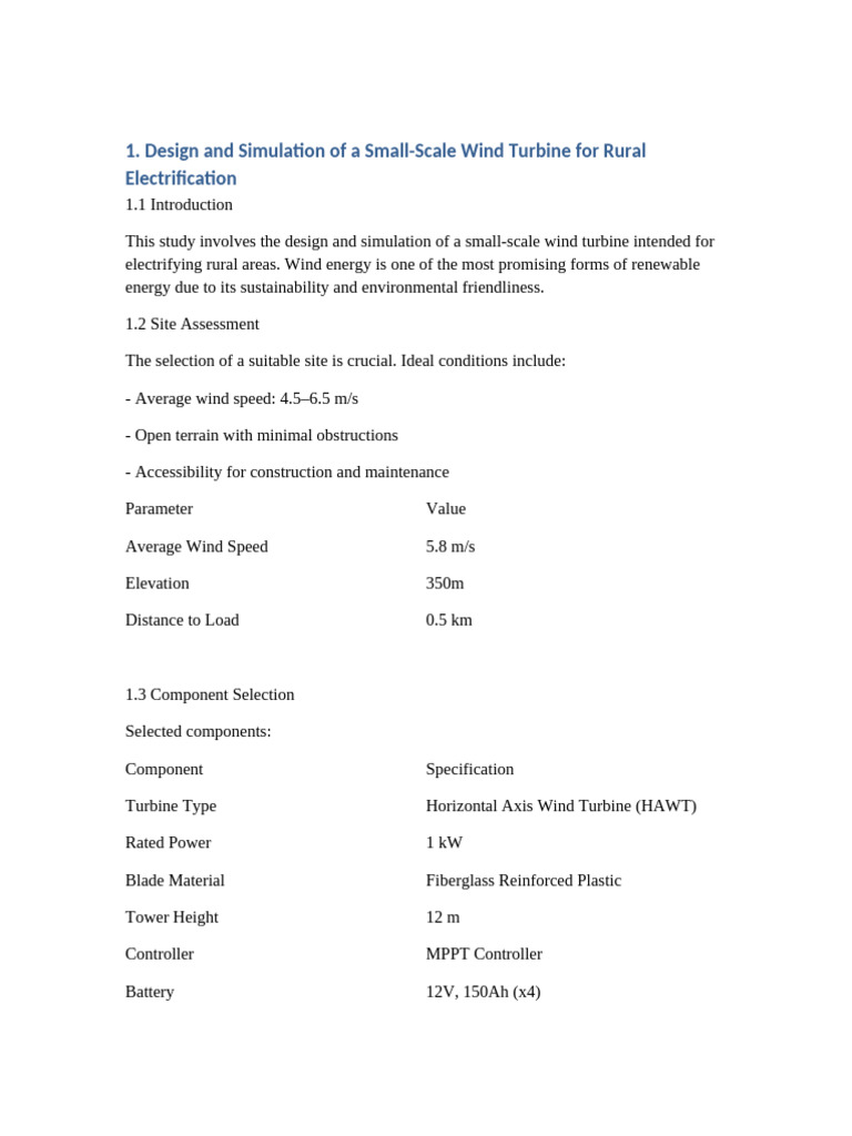 Wind Geothermal Biogas Project Report Part1 | PDF