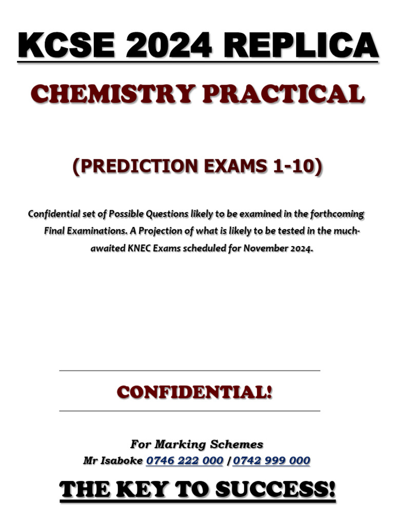 Kcse 2024 Chem Practicals Replica | PDF | Chemistry | Titration