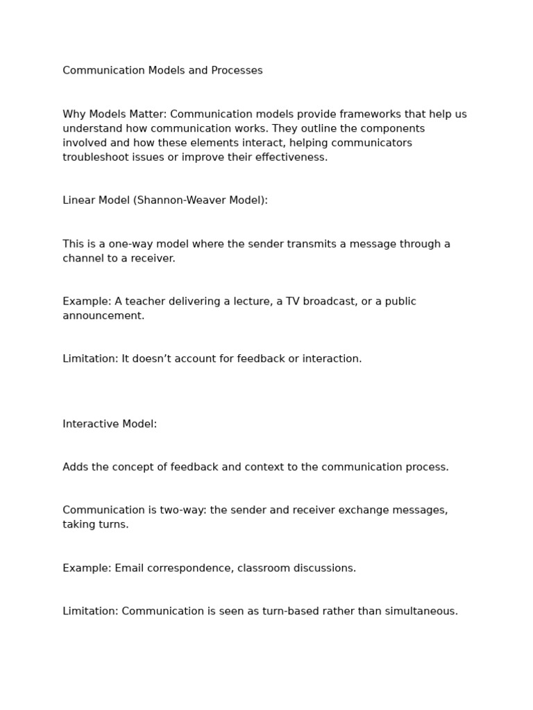 Understanding Communication Models | PDF