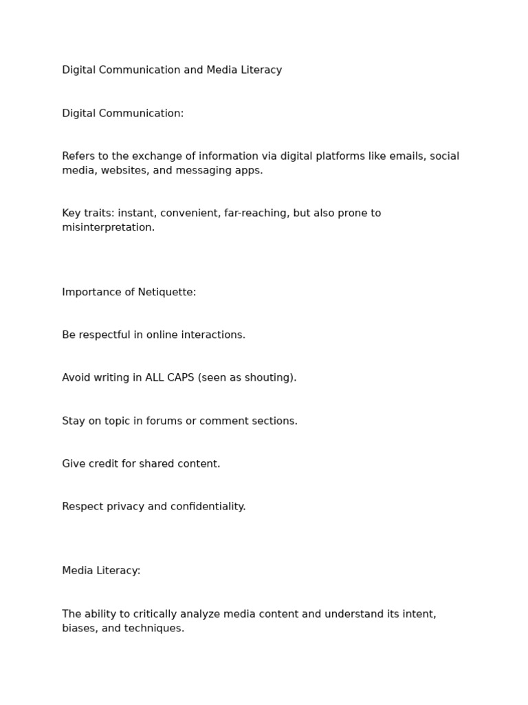 Digital Communication and Media Literacy | PDF