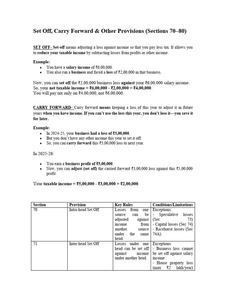 Set Off Carry Forward Losses | PDF | Income | Taxes