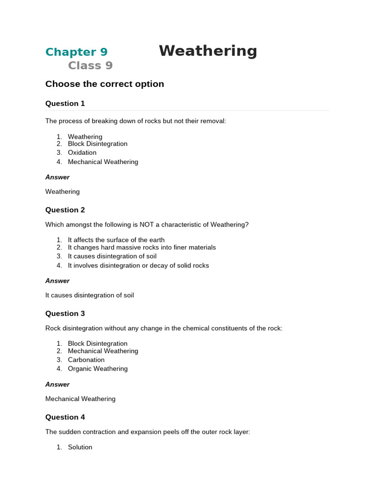 Weathering Processes in Various Climates | PDF | Weathering | Soil