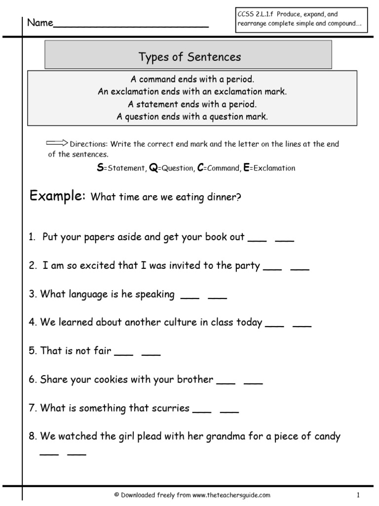 Types of Sentences | PDF