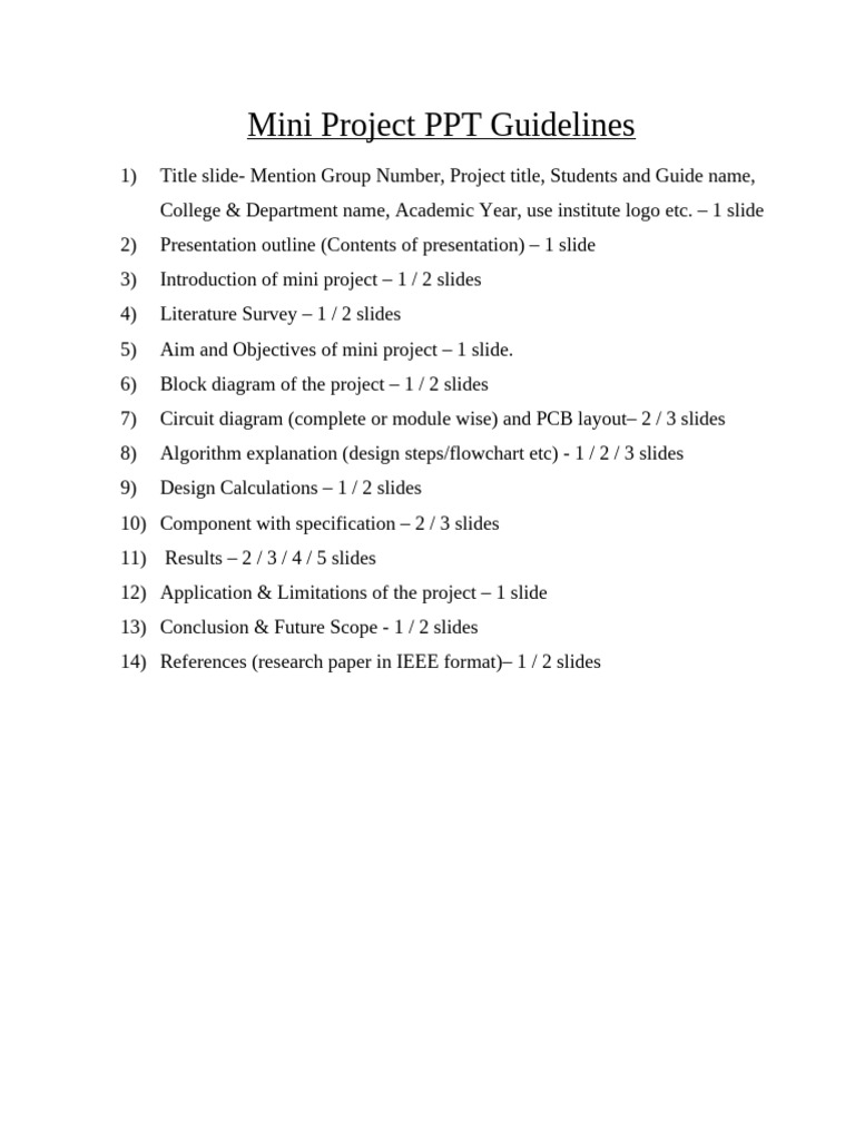 Mini Project PPT Guidelines | PDF