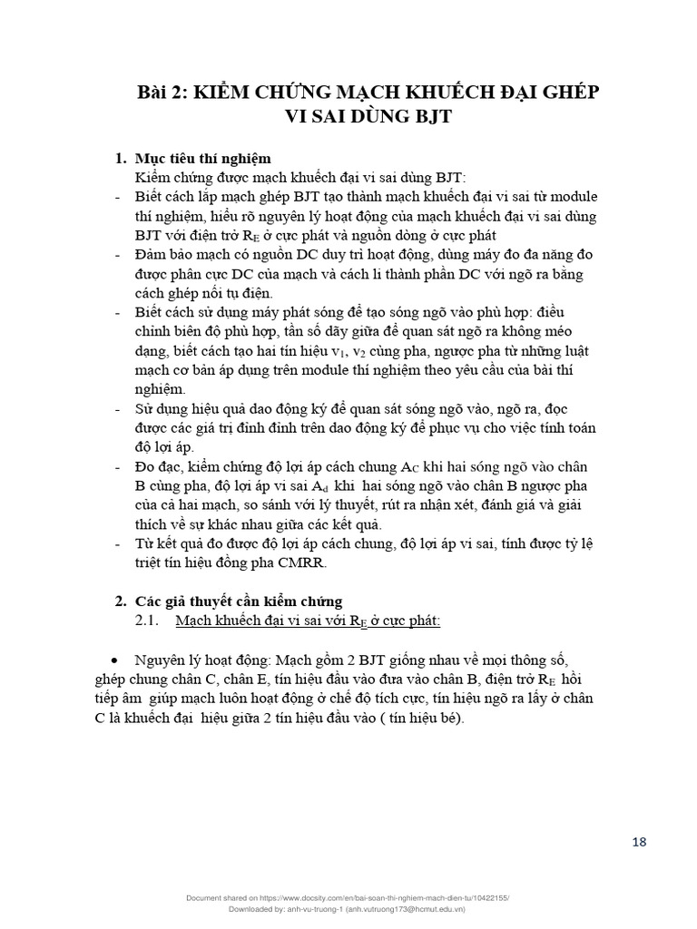 Bai 2 Soan Thi Nghiem Mach Dien Tu | PDF