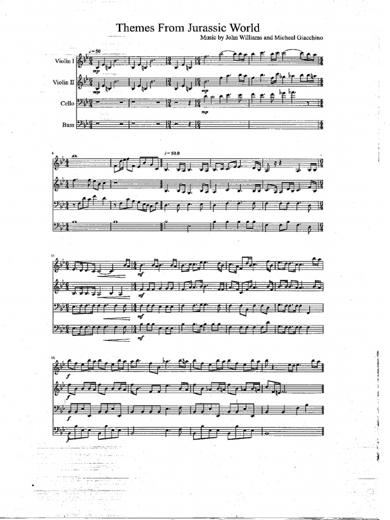 Jurassic World Themes Sheet Music | PDF