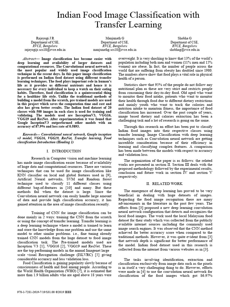Indian Food Image Classification With | PDF | Deep Learning | Computer ...