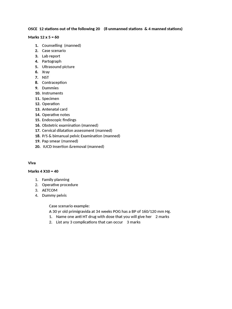 Osce Stations & Viva | PDF