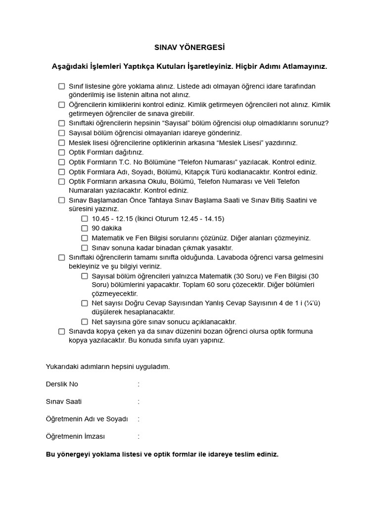 Sinav Yönergesi̇ | PDF