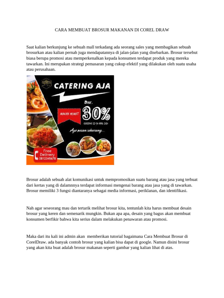 CARA MEMBUAT BROSUR MAKANAN DI COREL DRAW | PDF