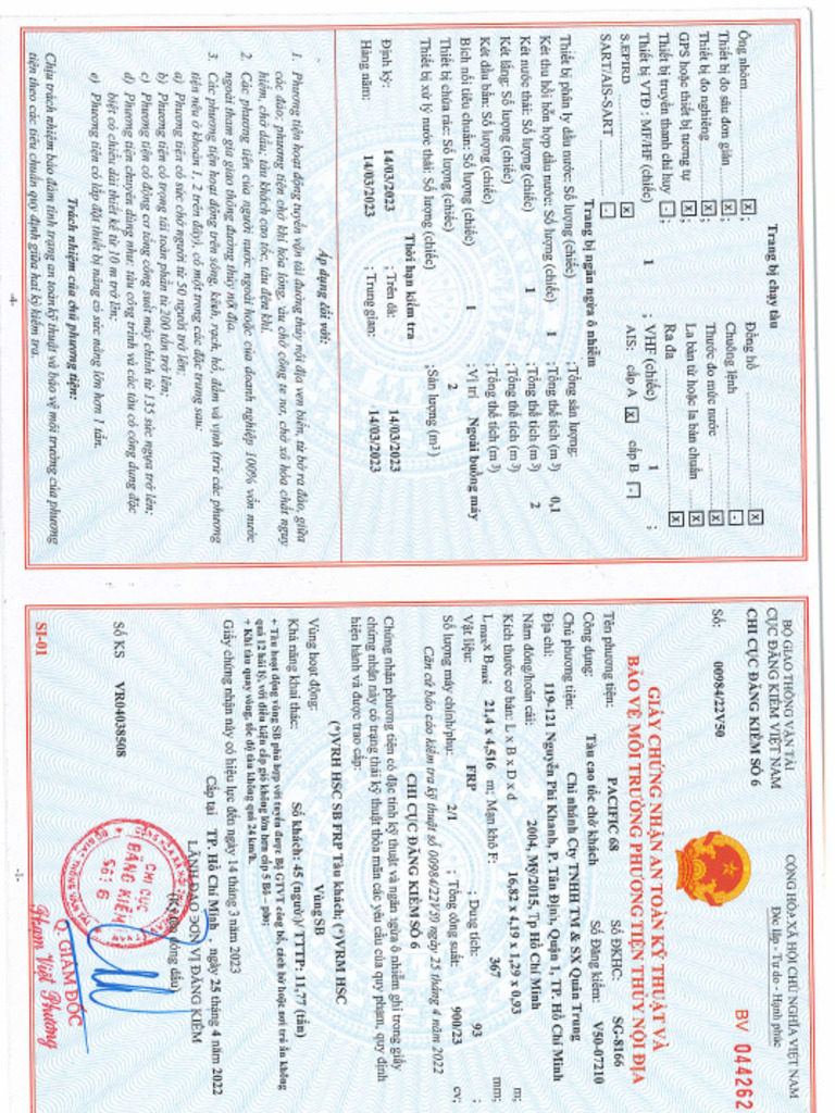 Giay Chung Nhan ATKT Du Thuyen | PDF