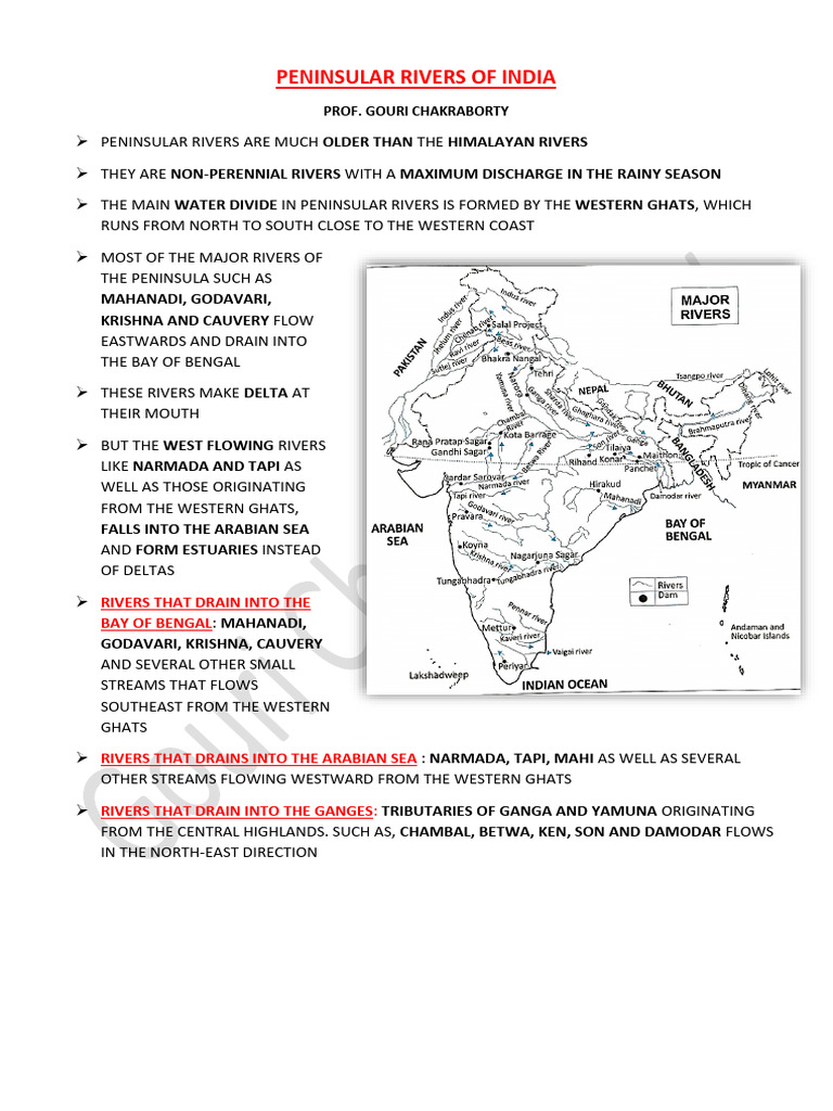 Peninsular Rivers of India | PDF | Physiographic Divisions | Landscape