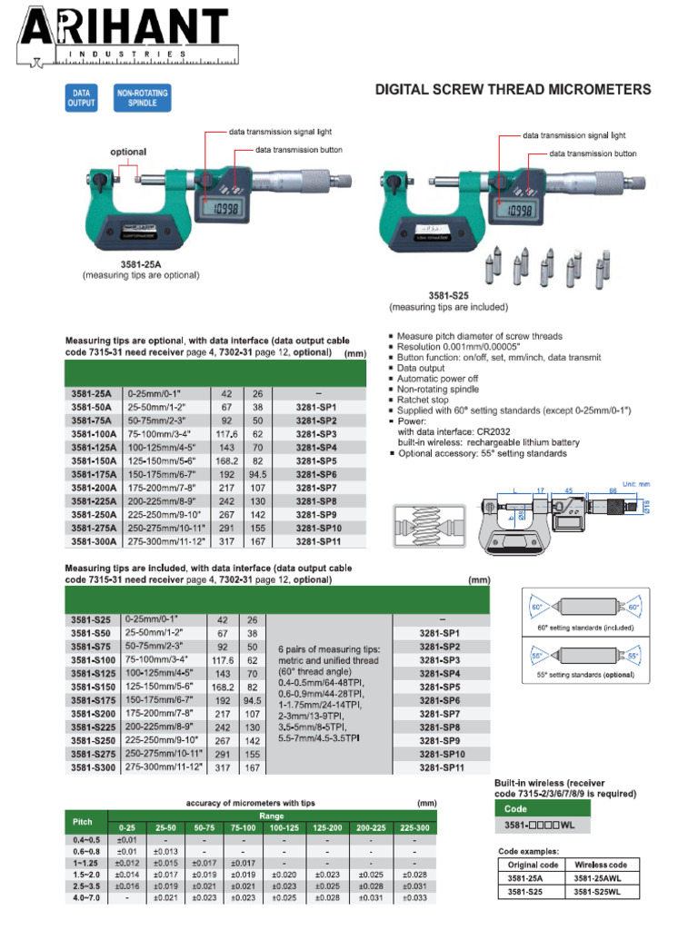 Digital Screw Thread Micrometer.pdf | PDF