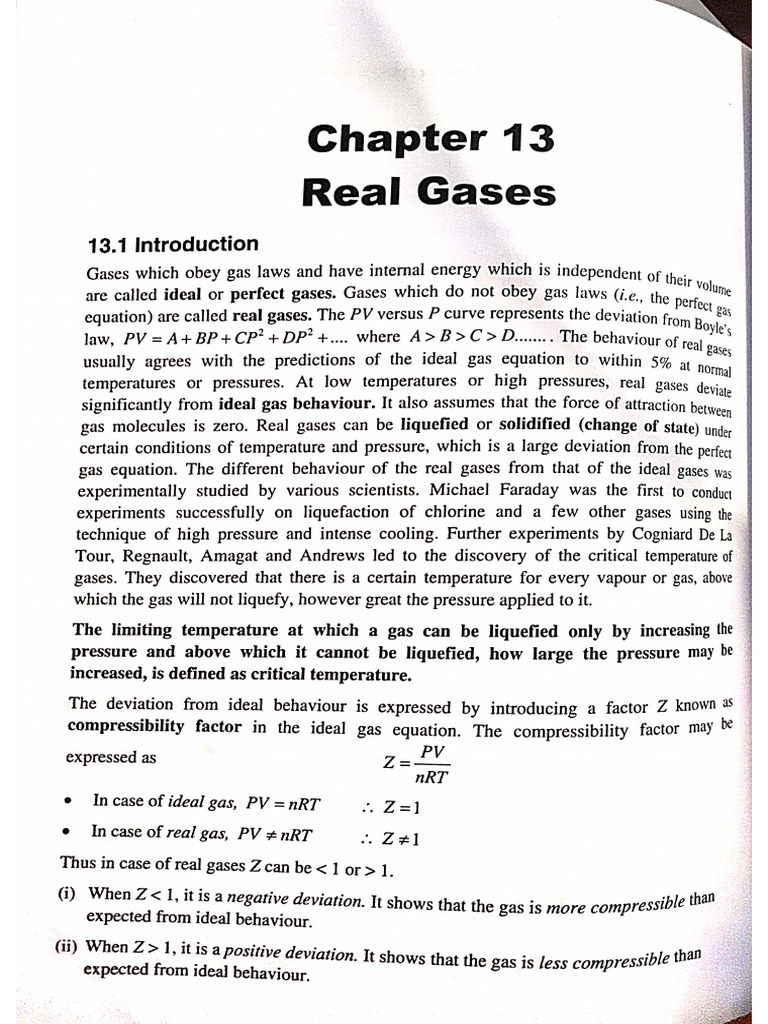 Real Gases - Textbook | PDF