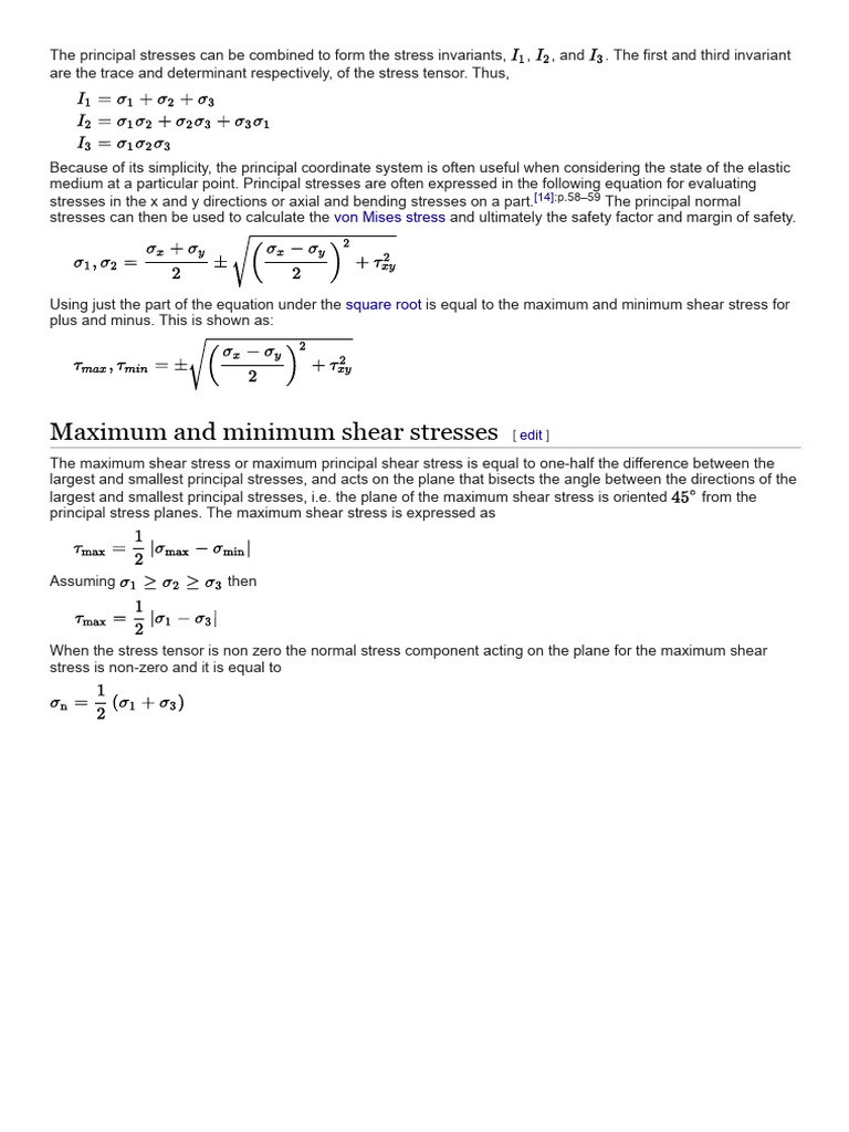 Principle Stress and Stress Invarients | PDF