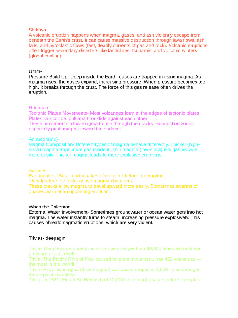 Understanding Volcanic Eruptions Explained | PDF