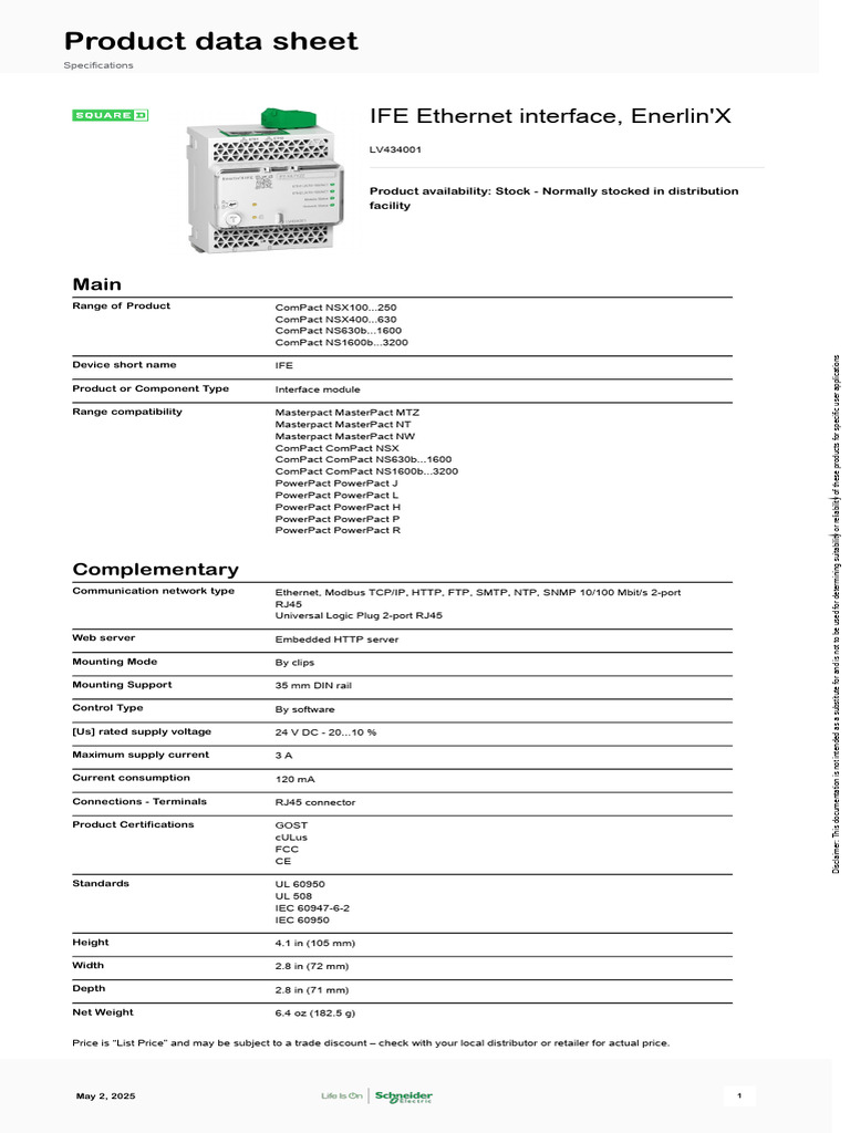 IFE Ethernet Interface Module LV434001 | PDF | Recycling