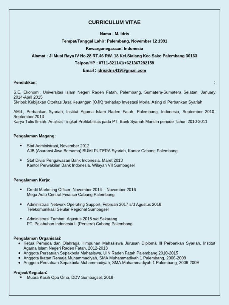 CV Idris | PDF