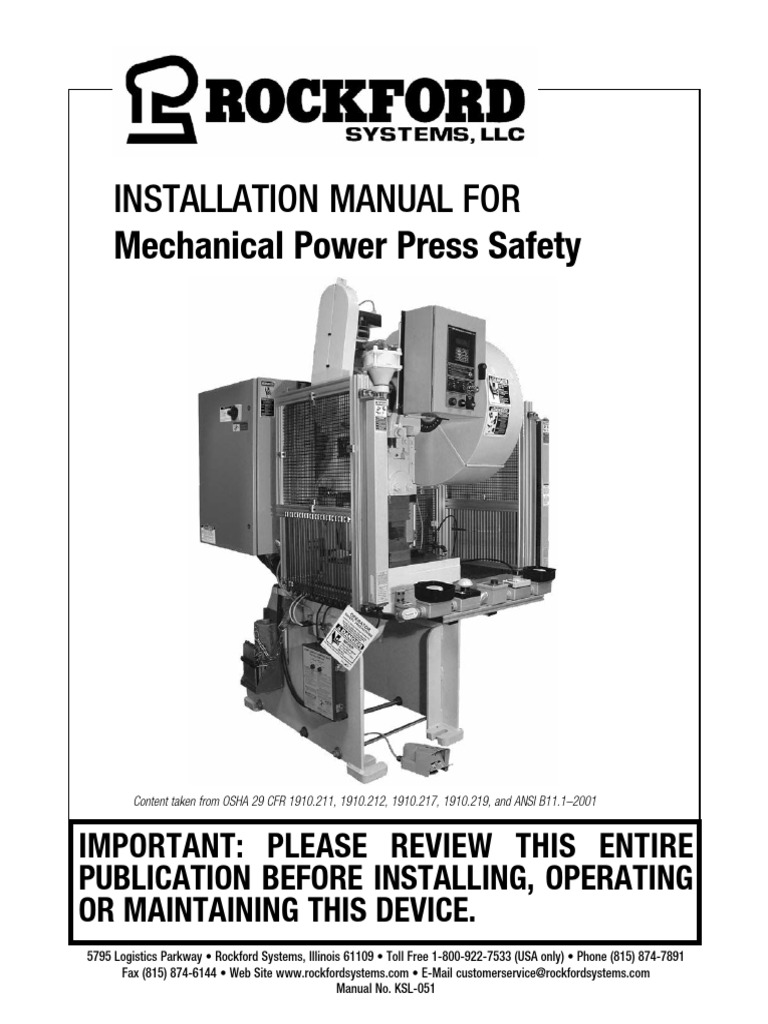Mechanical Power Press Safety Ksl051 | PDF | Clutch | Belt (Mechanical)