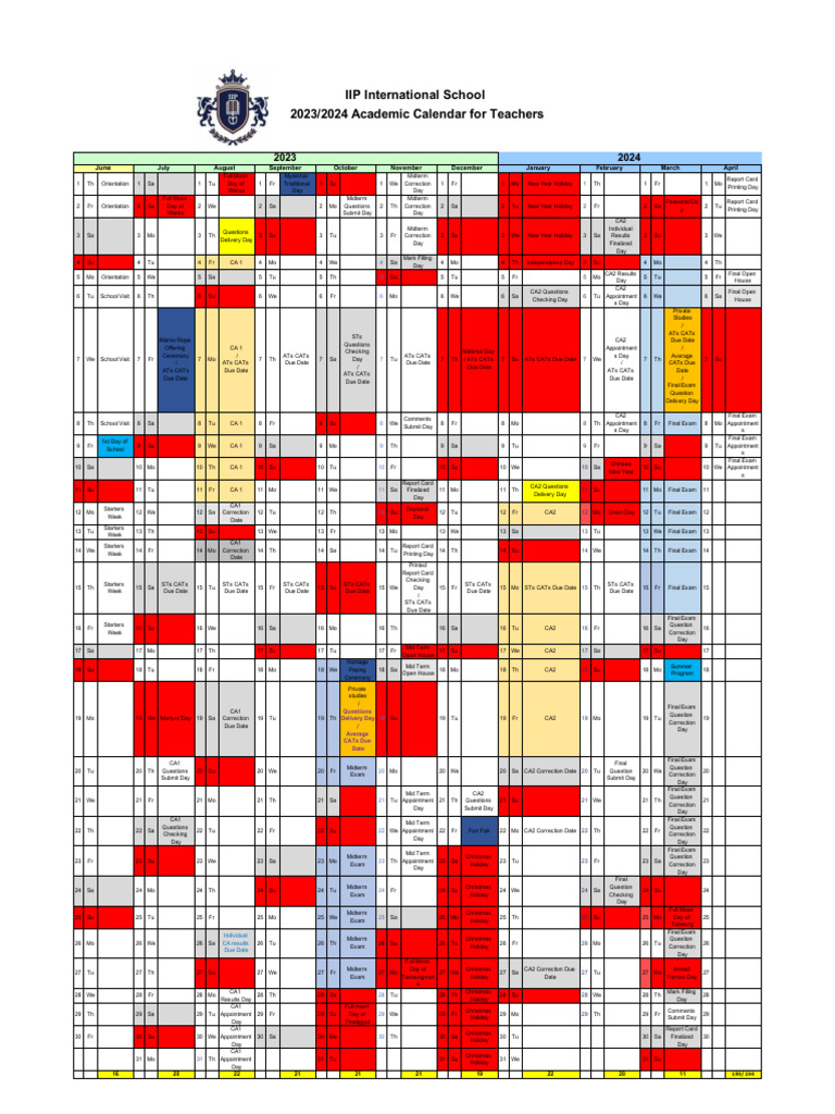 2023-2024 Academic Calendar Overview | PDF