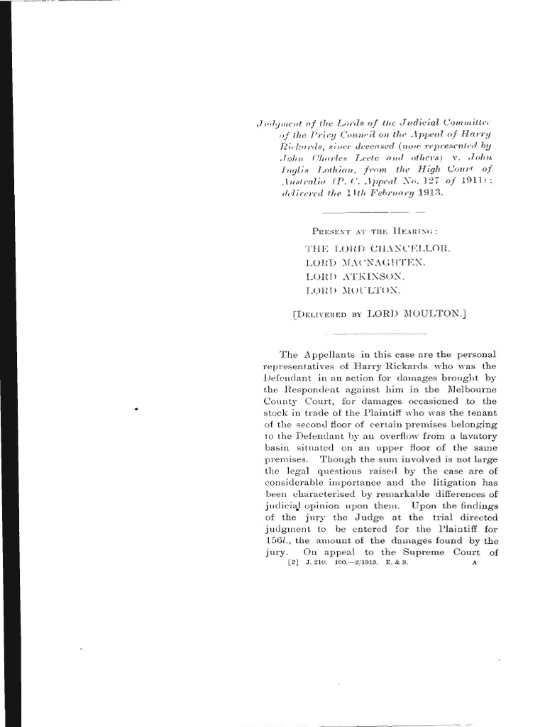 Rickards V Lothian | PDF