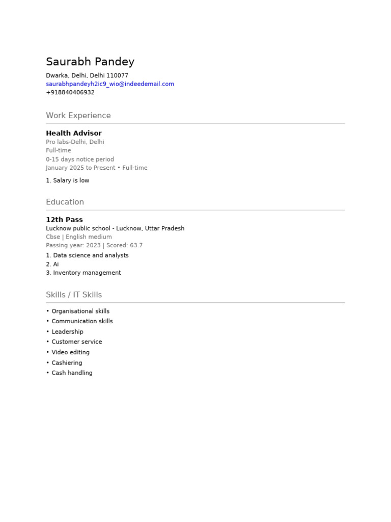 Resume Saurabh Pandey | PDF