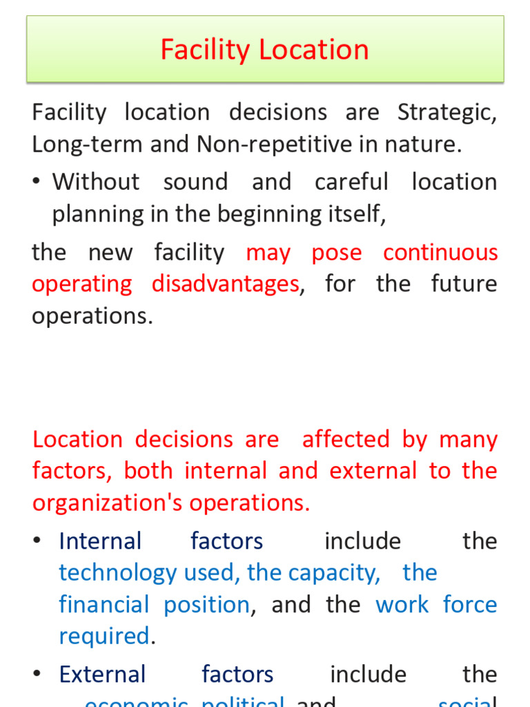 Facility Location and Layout | PDF | Infrastructure | Economies