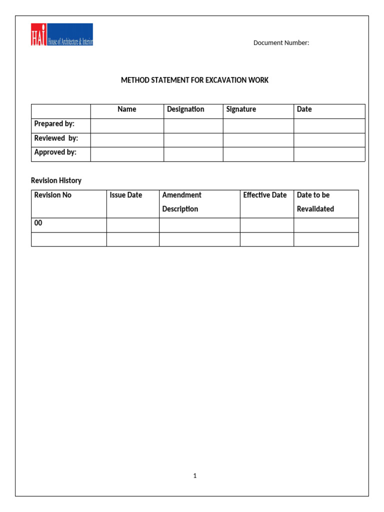 BN - Hse - PD - 40 Method Statement For Excavation Work | PDF | First ...