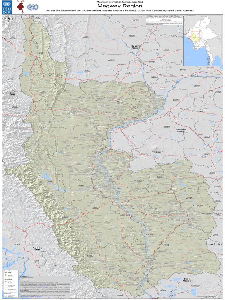 Region Map - VL - Magway - MIMU270v10 - 25mar2024 - 36x72 Inches | PDF ...