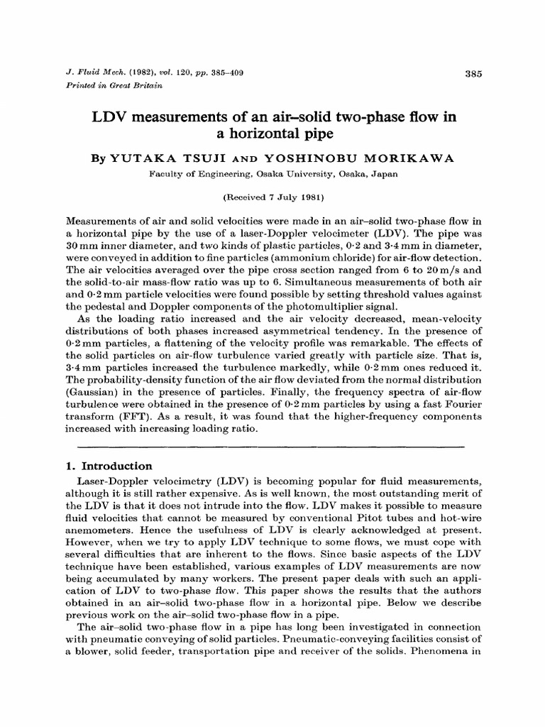 LDV Measurements of An Air-Solid Two-Phase Flow in | PDF | Spectral Density | Amplitude