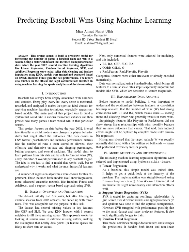 Predicting_Baseball_Wins_Using_Machine_Learning | PDF | Regression ...