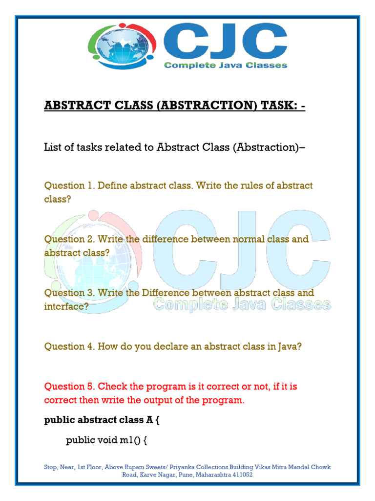 Abstract Class Abstraction Tasks Original FDJ | PDF | Class (Computer ...