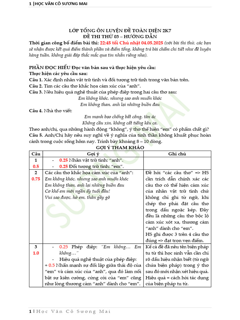 ĐỀ TT03 - HƯỚNG DẪN | PDF