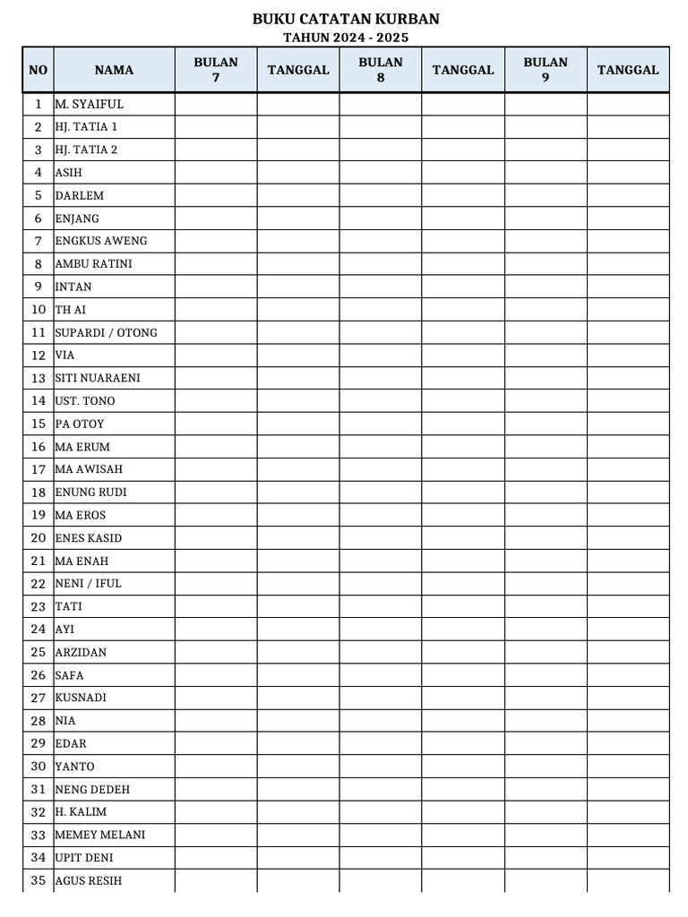 Buku Catatan Kurban 2024 Mamah | PDF