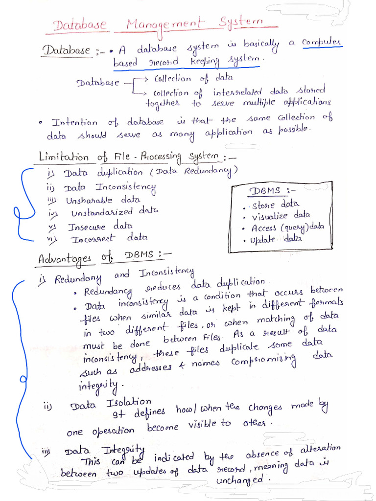 DBMS U1 Notes | PDF