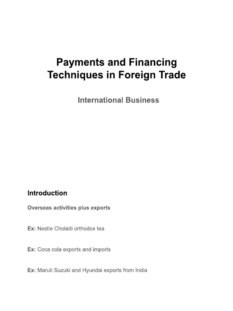 Payments & Financing Techniques in Foreign Trade | PDF