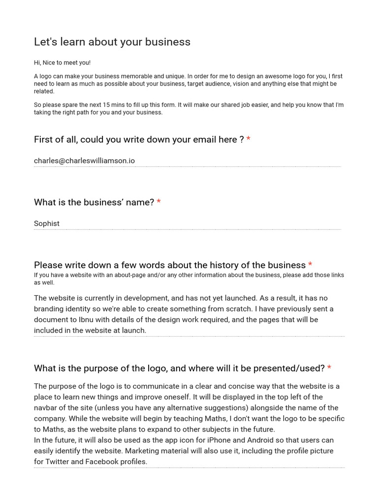 Logo Design Questionnaire - Google Formulir | PDF | Logos | Human ...
