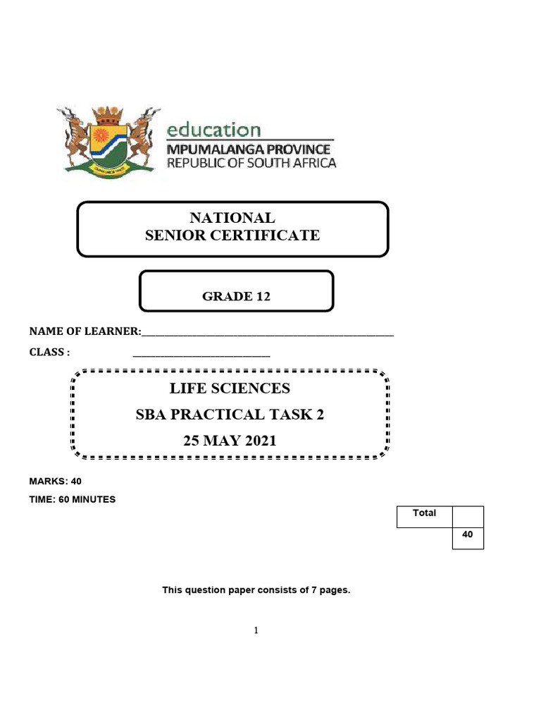 Grade 12 Sba Practical Task 2 | PDF | Genotype | Dominance (Genetics)